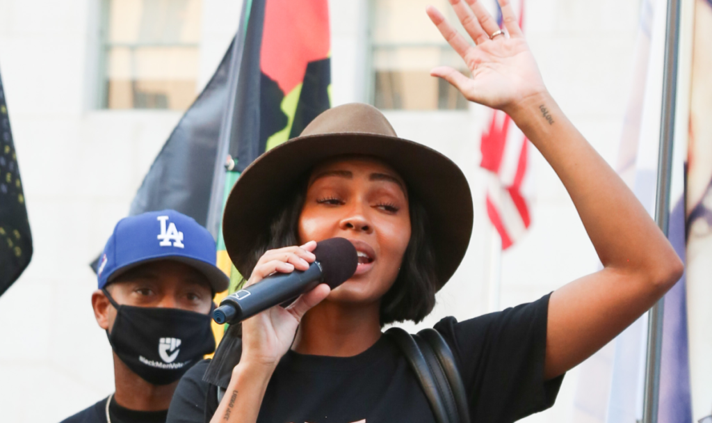 Actress Meagan Good Reveals New Face During LA Protest - Fans Says She ...